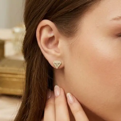 SPERO LONDON Sterling Diamond Stud Earring - Gold