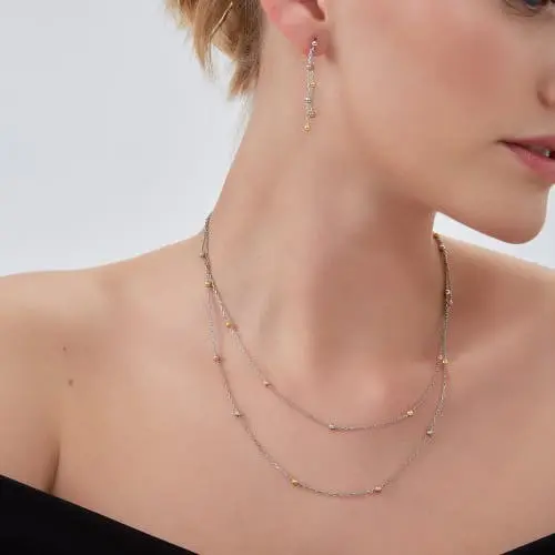 SPERO LONDON Dorissa Multicolour Sterling Beaded Double Necklace - Gold
