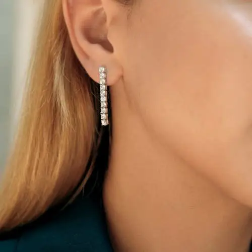 SPERO LONDON Sterling Long Tennis Drop Earrings With Butterfly Backs
