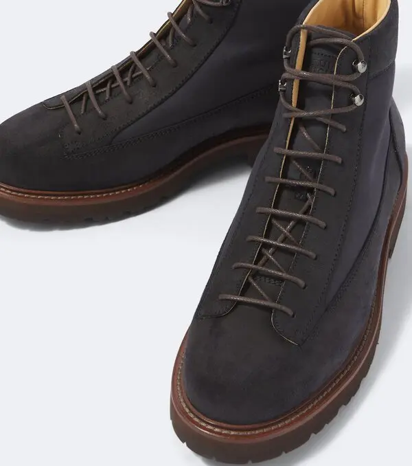 Brunello Cucinelli Suede-trimmed Lace-up Boots