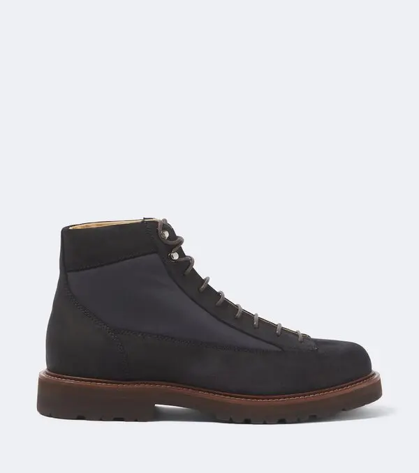 Brunello Cucinelli Suede-trimmed Lace-up Boots