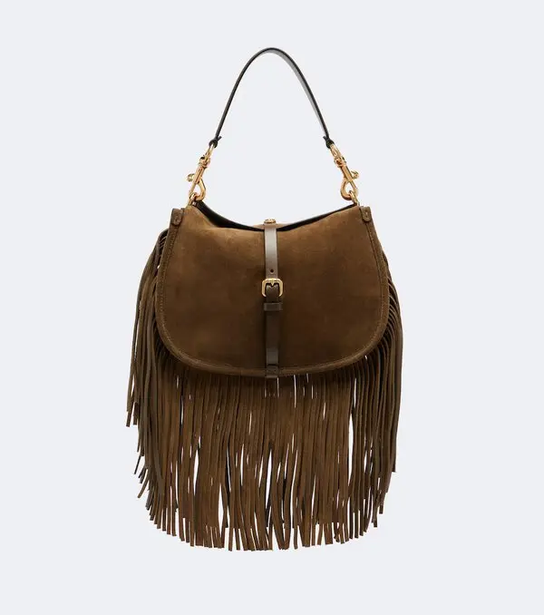 Etro Pony Medium Suede Shoulder Bag - Green