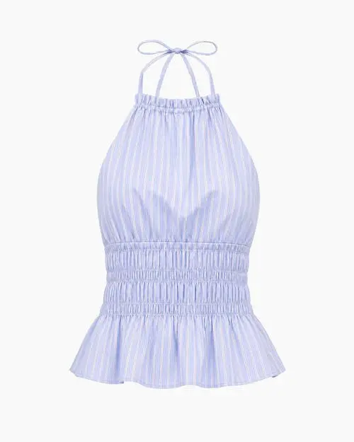 Onia Cotton Smocked Halter Top