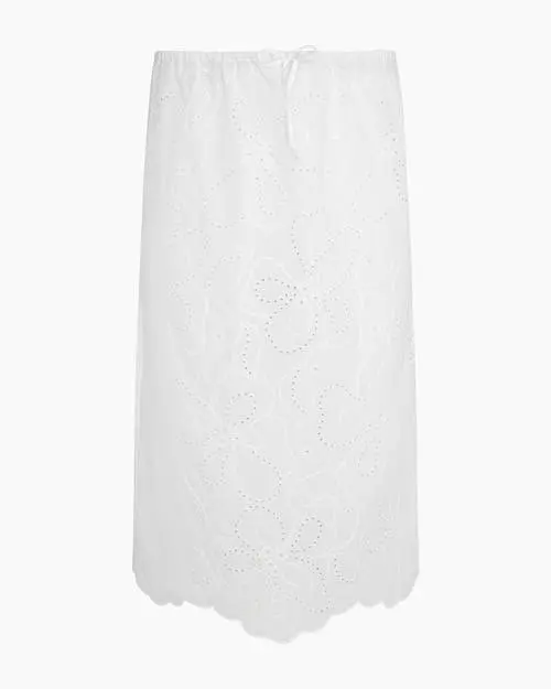 Onia Drawstring Broderie Midi Skirt