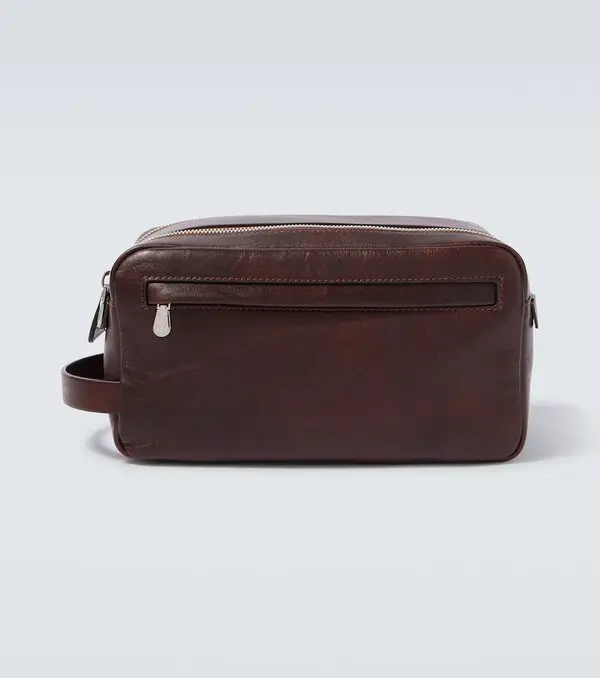 Brunello Cucinelli Leather Toiletry Bag - Brown