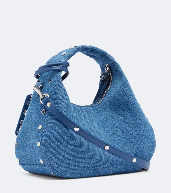 GANNI Mini Denim Top-handle Bag With Studs