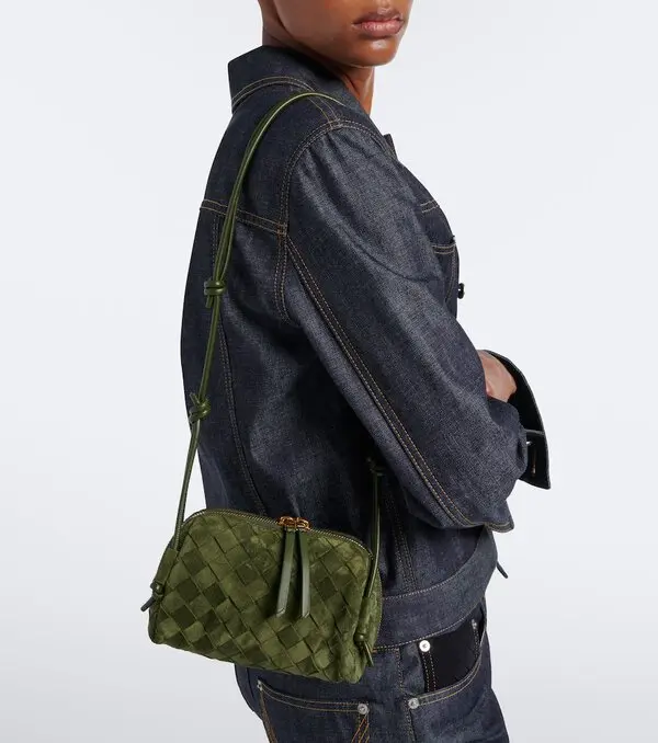 Bottega Veneta Concert Intrecciato Suede Mini Bag - Green