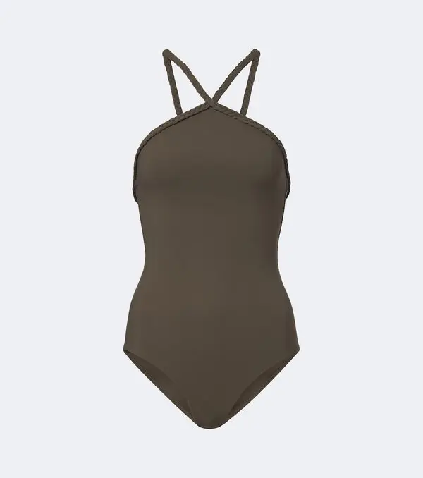 Bottega Veneta Braided-trim One Piece Swimsuit - Green