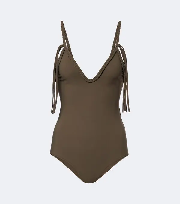Bottega Veneta Braided-trim One Piece Swimsuit - Green