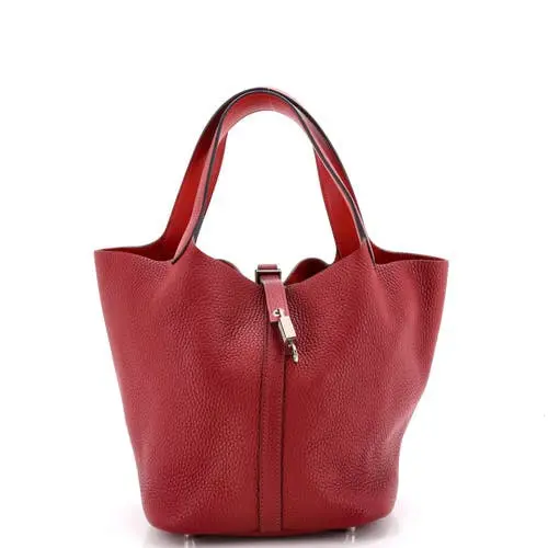 Hermès Eclat Picotin Lock Bag Clemence Mm - Red