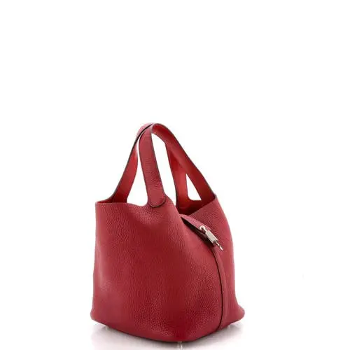 Hermès Eclat Picotin Lock Bag Clemence Mm - Red
