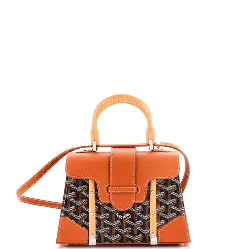 Goyard Structured Saigon Top Handle Bag Coated Canvas With Leather Mini - Brown