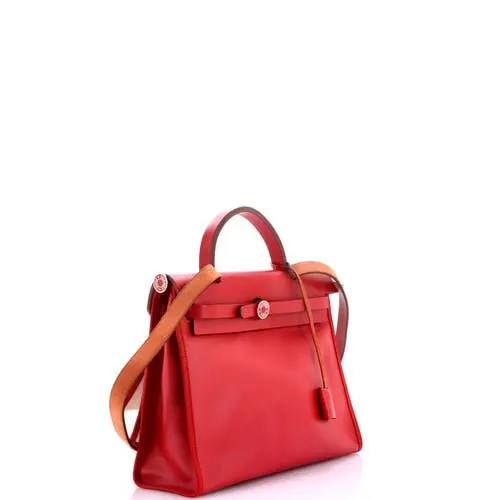 Hermès Herbag Zip Berline Vache Canvas And Leather 31 - Red