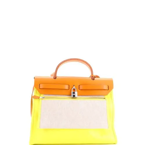 Hermès Herbag Zip Berline Vache Canvas And Leather 31 - Yellow