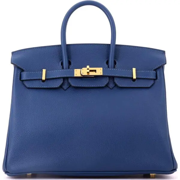 Hermès Birkin Handbag Blue Novillo With Gold Hardware 25 - Deep Blue