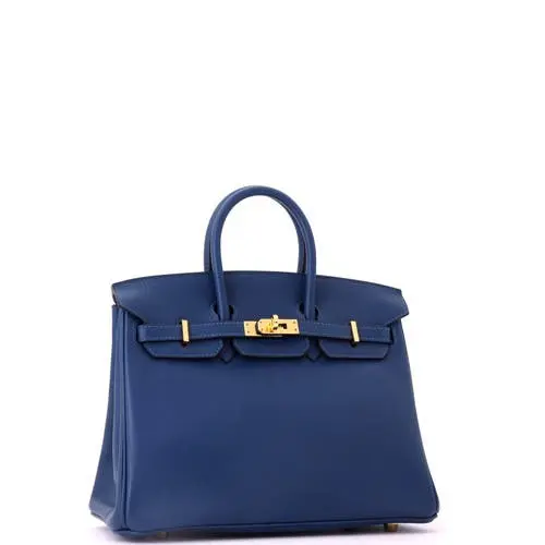 Hermès Birkin Handbag Blue Novillo With Gold Hardware 25