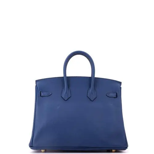 Hermès Birkin Handbag Blue Novillo With Gold Hardware 25
