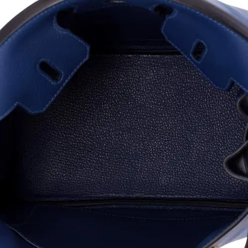 Hermès Birkin Handbag Blue Novillo With Gold Hardware 25
