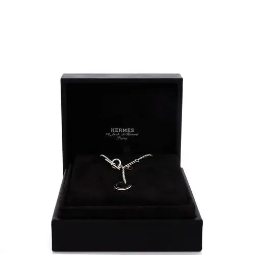 Hermès Ex-libris Long Necklace Sterling With 18k Rose Gold Small - Metallic Silver