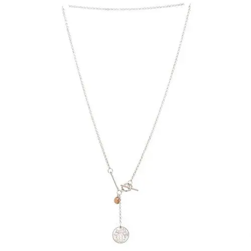 Hermès Ex-libris Long Necklace Sterling With 18k Rose Gold Small - Metallic Silver