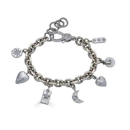LONI PAUL JEWELRY Sterling Plated Charm Bracelet - Silver