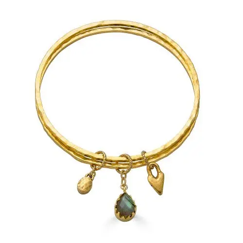 LONI PAUL JEWELRY Peach Moonstone Talisman Bangle Bracelet