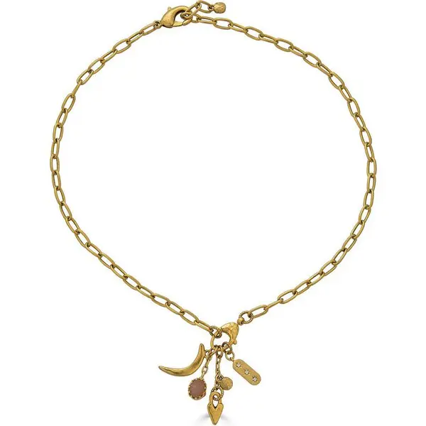 LONI PAUL JEWELRY Peach Moonstone Talisman Drop Necklace - Gold