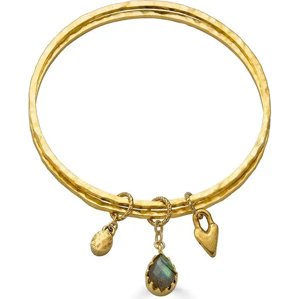 LONI PAUL JEWELRY Labradorite Talisman Bangle Bracelet - Gold