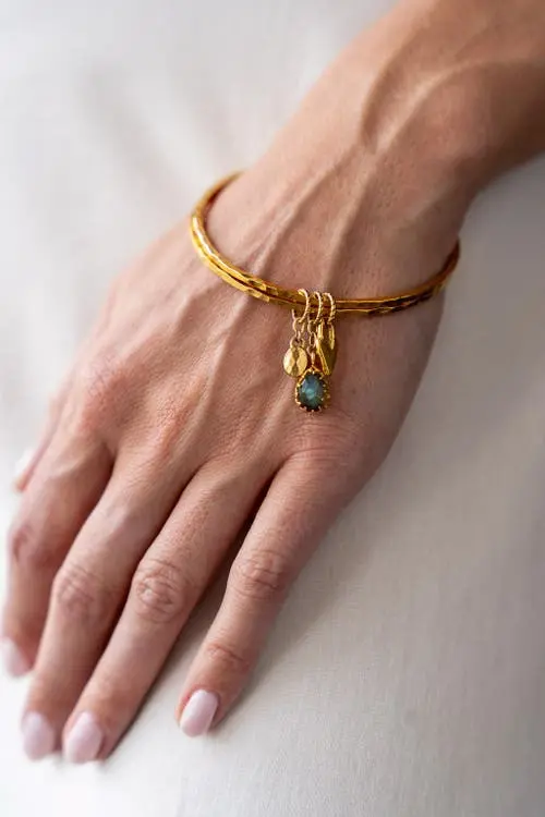 LONI PAUL JEWELRY Labradorite Talisman Bangle Bracelet - Gold
