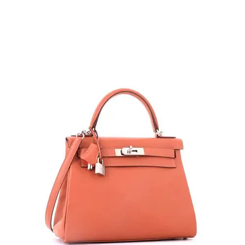 Hermès Kelly Handbag Verso Evercolor With Palladium Hardware 28 - Pink