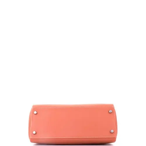 Hermès Kelly Handbag Verso Evercolor With Palladium Hardware 28 - Pink