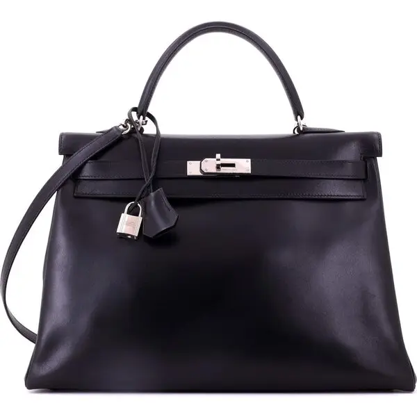 Hermès Kelly Handbag Box Calf With Palladium Hardware 35 - Black