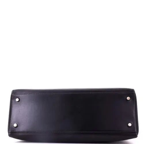 Hermès Kelly Handbag Black Box Calf With Palladium Hardware 35