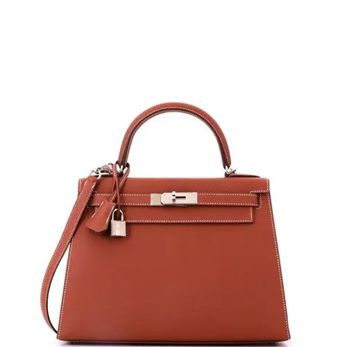 Hermès Kelly Handbag Epsom With Palladium Hardware 28 - Brown