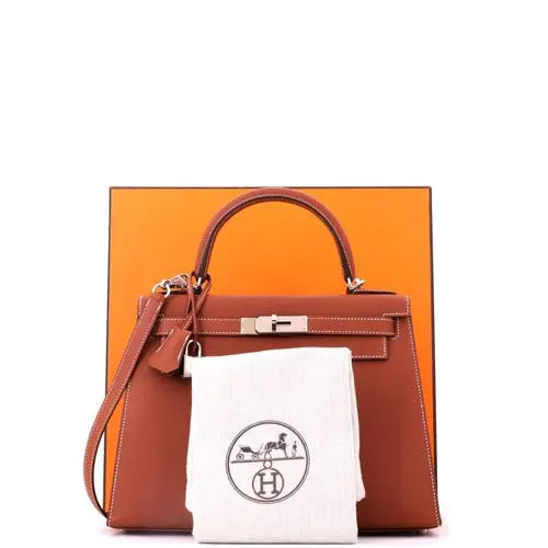 Hermès Kelly Handbag Epsom With Palladium Hardware 28 - Brown