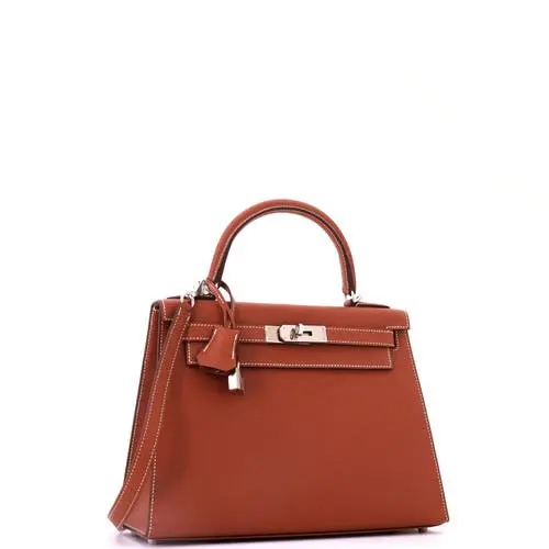 Hermès Kelly Handbag Epsom With Palladium Hardware 28 - Brown