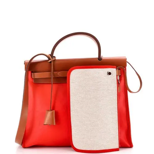 Hermès Herbag Zip Berline Vache Canvas And Leather 31 - Red