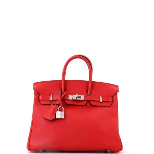 Hermès Birkin Handbag Swift With Palladium Hardware 25 - Red
