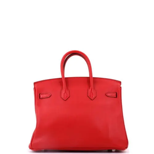 Hermès Birkin Handbag Swift With Palladium Hardware 25 - Red