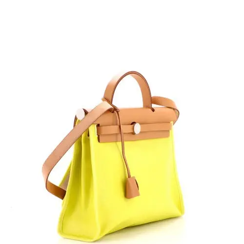 Hermès Herbag Zip Berline Vache Canvas And Leather 31 - Yellow