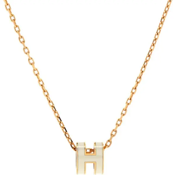 Hermès Pop H Pendant Chain Necklace Metal And Enamel Mini - Neutral
