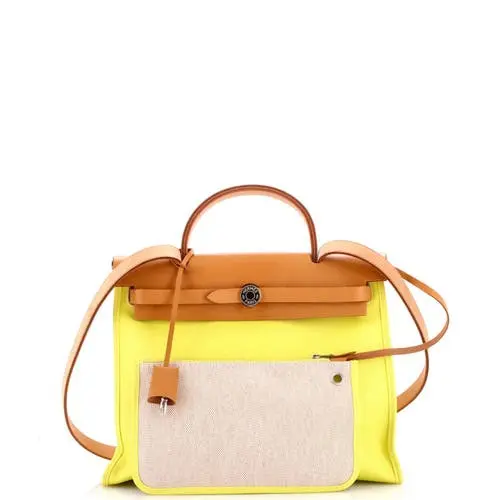 Hermès Herbag Zip Berline Vache Canvas And Leather 31
