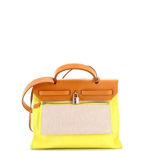 Hermès Herbag Zip Berline Vache Canvas And Leather 31