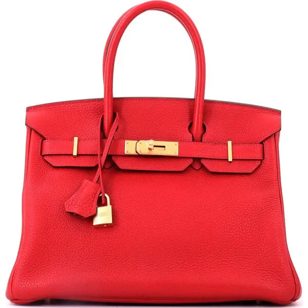Hermès Birkin Handbag Clemence With Gold Hardware 30
