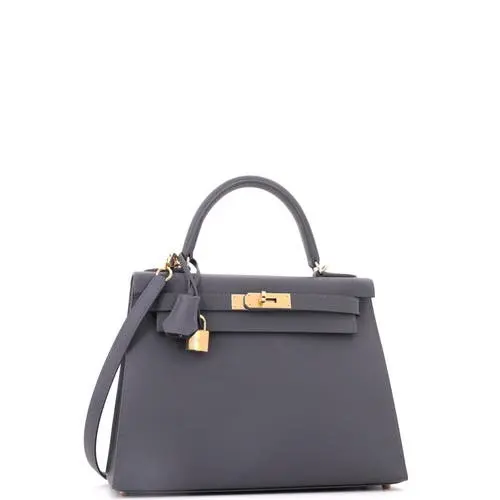 Hermès Kelly Handbag Grey Epsom With Permabrass Hardware 28