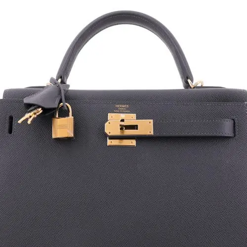 Hermès Kelly Handbag Grey Epsom With Permabrass Hardware 28