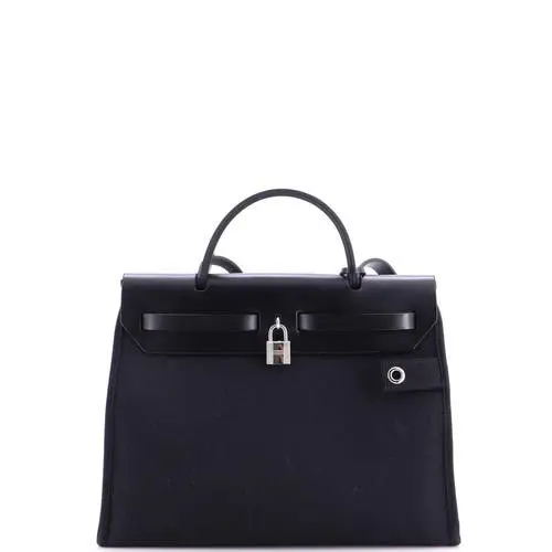 Hermès Herbag Zip Leather And Toile 31 - Black