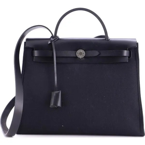 Hermès Herbag Zip Leather And Toile 31 - Noir