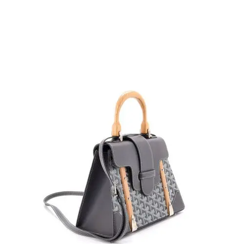 Goyard Saigon Top Handle Bag Coated Canvas With Leather Pm - Grey