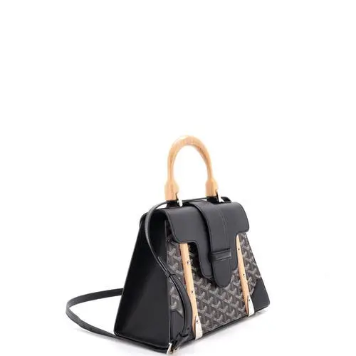 Goyard Saigon Top Handle Bag Coated Canvas With Leather Pm